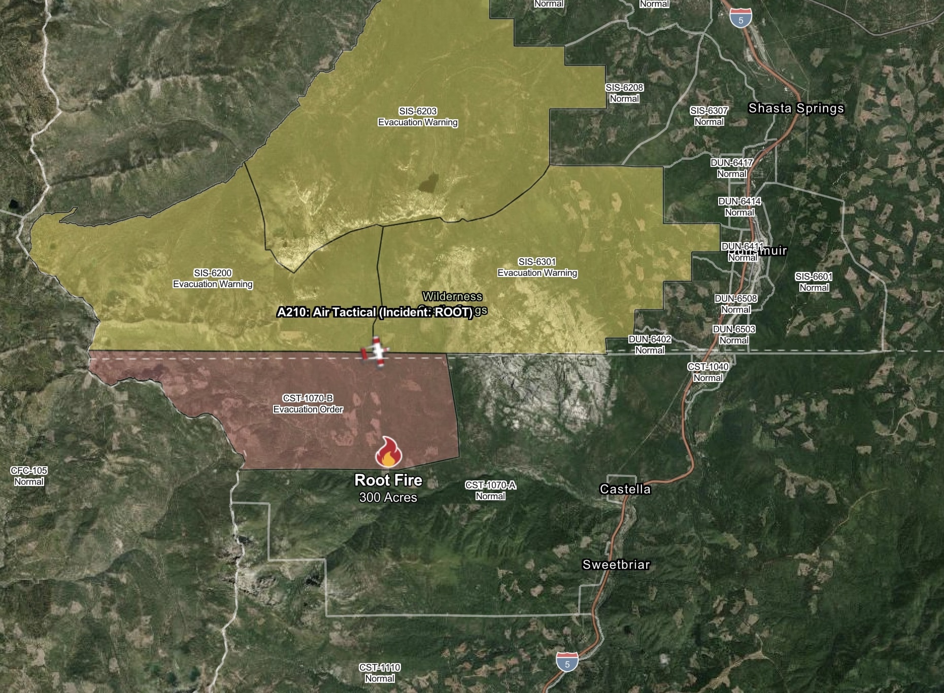 Root Fire near Castle Crags State Park Prompts Evacuations in Shasta ...